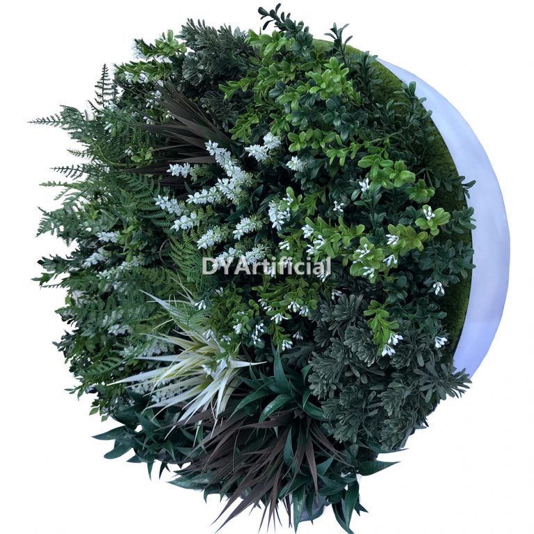 Lavender White Artificial Vertical Plants Wall Disk Art - DYArtificial®
